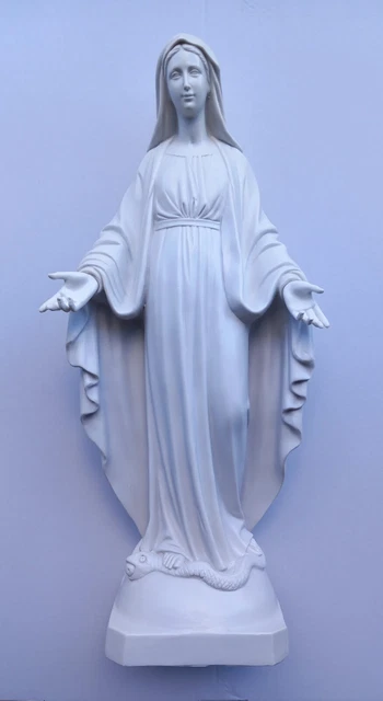 STATUA MADONNA MIRACOLOSA In Marmo Resina Bianca Cm 60 Produzione ...
