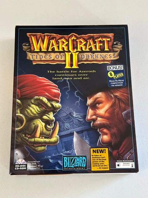 PC GAME WARCRAFT II 2 Tides of Darkness CD-ROM Big Box w/disc & manual ...