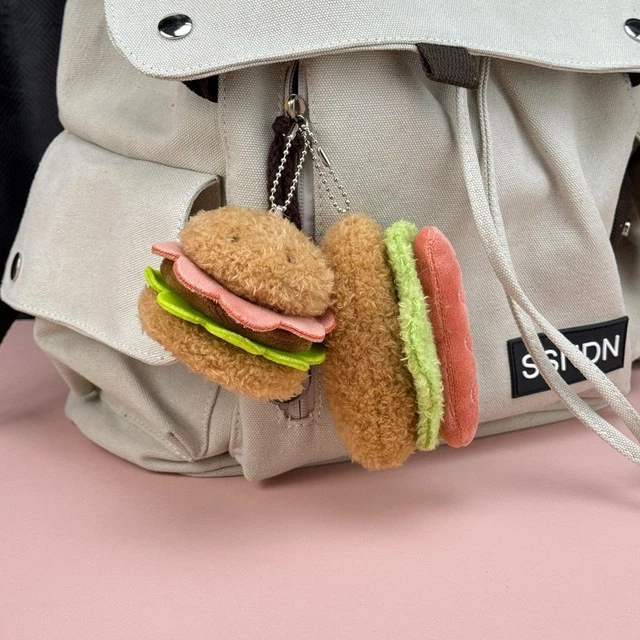 CUTE CHERRY CAKE Burger Three Names Hot Dog Plush Toy Pendant For Bag ...