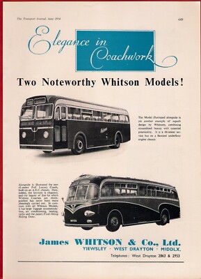 OLD MAGAZINE ADVERT 1954 - Whitson Coachwork - Reliance of Gt Gonerby ...