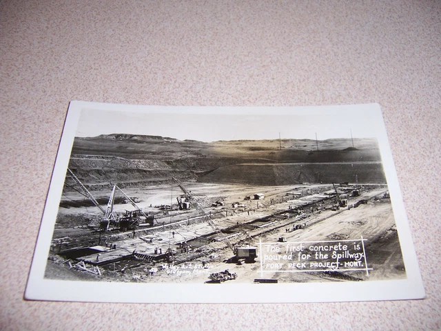 1930S FIRST CONCRETE POURED, FORT PECK DAM PROJECT, MONTANA RPPC ...