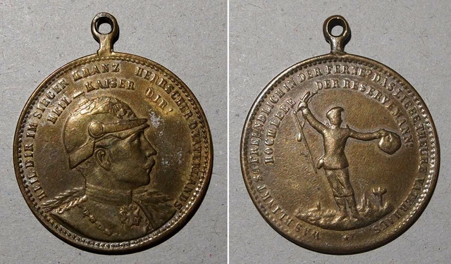RESERVISTEN-MEDAILLE HEIL KAISER Dir! / Wilhelm II. Pickelhaube ...