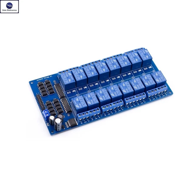 MODULO SCHEDA RELE' Arduino 12V Dc A 16 Canali Con Lm2576 220 250 Ac ...