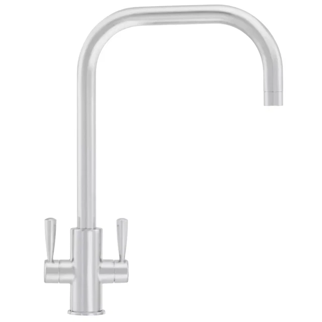 FRANKE ASCONA SWIVEL U-Spout Mono Mixer Twin Lever Silk Steel Kitchen ...