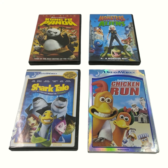 DREAMWORKS DVD LOT of 4 - very good - Kung-Fu Panda, Chicken Run, Shark ...