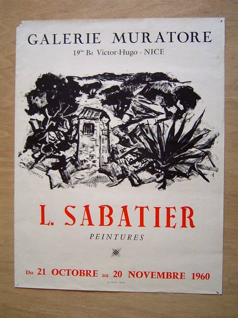 AFFICHE ART ANCIENNE 1960 : peintre SABATIER / GALERIE MURATORE - NICE ...