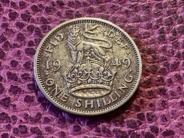 1949 KING GEORGE VI One Shilling Coin Crown & Lion Great British Coin £ ...
