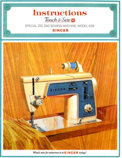 LARGE DELUXE SINGER 638 Manual Sewing Machine Instructions User COLOR ...