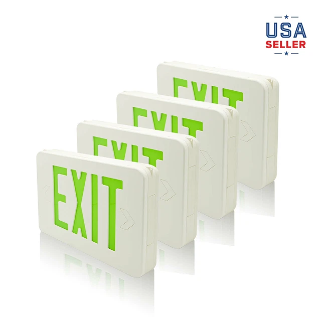 LSP COMPACT LED Emergency Exit Sign Light, Green Letters, 4-Pack £89.36 ...