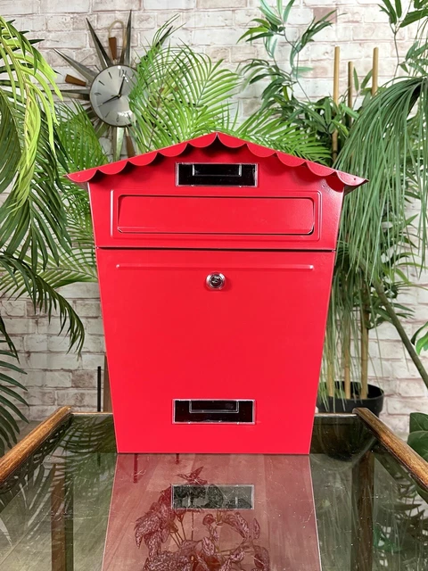 NEW LARGE RED MARKSMAN POST BOX Wall-Mounted Lock & Keys Letter Mail ...