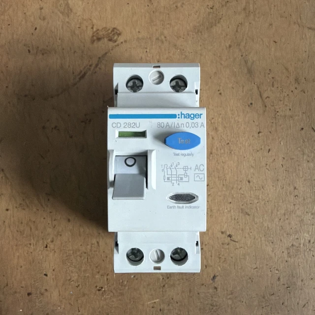 HAGER CD282U, 80 Amp, 30Ma, Double Pole Rcd/Rccb £4.91 - PicClick UK