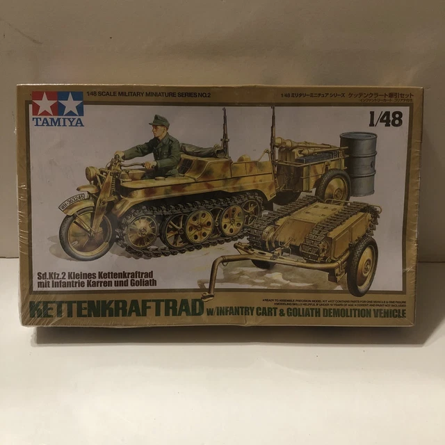 KIT DE MAQUETTE militaire Tamiya 32502 1/48 Kettenkraftrad avec chariot ...