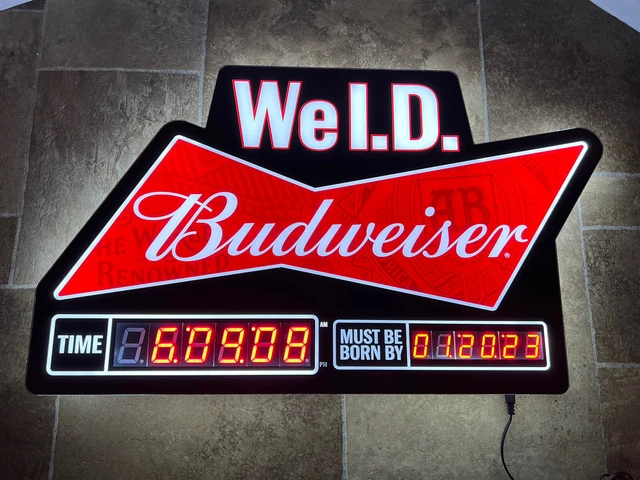 BUDWEISER BEER WE Id Countdown Clock Light Up Led Sign Game Room Man ...