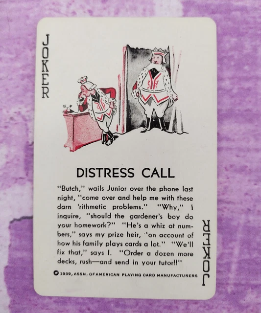 CARTE DA GIOCO Distress Call 1939 cartone animato Joker scambio singolo ...