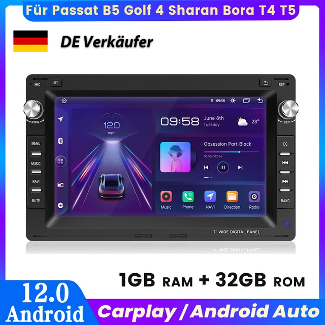AUTORADIO CARPLAY ANDROID GPS Navi RDS DAB+ per VW Polo 9N Golf 4 Passat B5 T5 EUR 164,02 ...