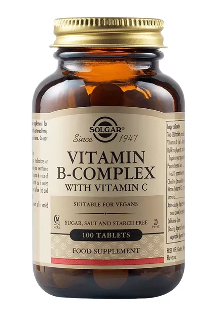 SOLGAR VITAMIN B-COMPLEX con VITAMINA C -100 compresse - B COMPLEX + VIT. C EUR 45,05 - PicClick IT