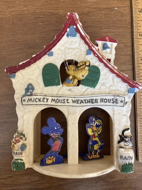 1950'S MICKEY MOUSE Weather House Forecaster Hygrometer Donald Duck ...