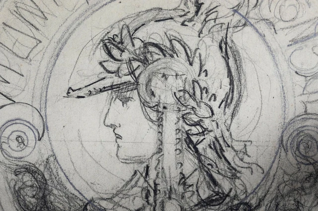 ART NOUVEAU SKETCH Pencil Drawing Of A Municipal Council Map Angers £ ...