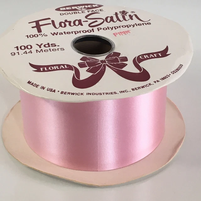 ROLL FLORA SATIN Ribbon Pink Double Sided Poly 3" Wide 1 Spool of 100 ...
