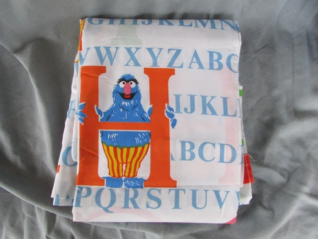 SESAME STREET MUPPET Characters Twin Flat Bed Sheet Alphabet/Letters ...