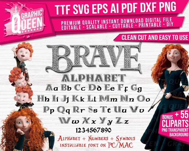 BRAVE FONT TTF SVG plus 55 png Clipart Installable Mac PC Windows ...