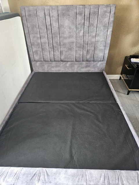 GREY VELVET DOUBLE Bed Frame With Supporting Boards. £239.92 - PicClick UK