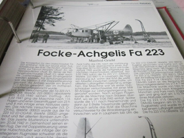 MILITÄRFLUGZEUGE B 1919-1945 Focke Achgelis Fa 223 Hubschrauber EUR 5 ...