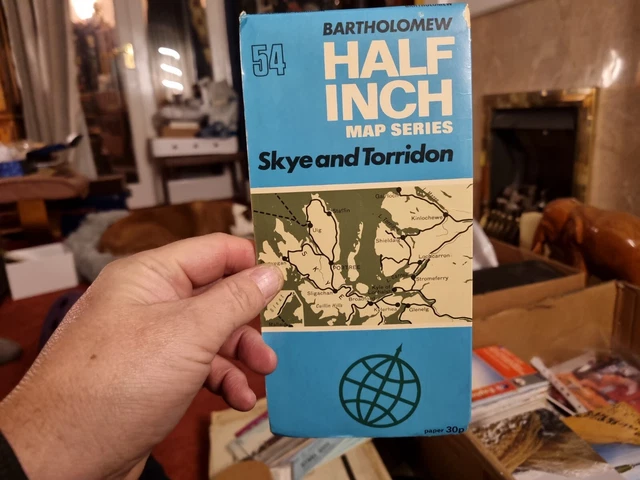 1970S OLD VINTAGE Bartholomew's Half-inch Contoured Map Sheet 54 Skye ...