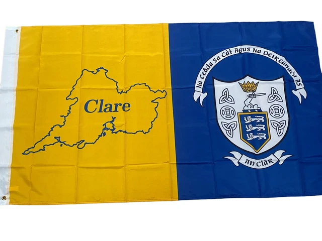 CLARE GAA OFFICIAL 5 x 3 FT Flag - Large Crested Irish Gaelic Football ...