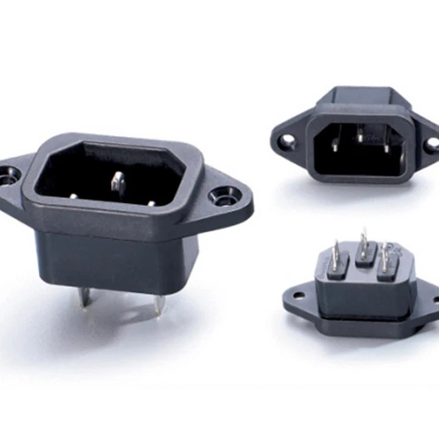 AC 250V 10A IEC320 C14 Mount Male Plug 3 Pins Panel Power Inlet Socket ...