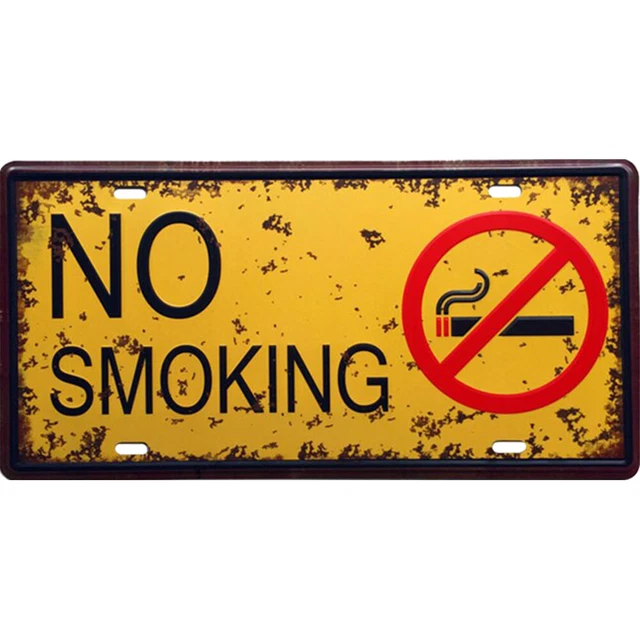 VINTAGE NO SMOKING Tin Wall Signs Bar Bedroom Decorative Metal Art ...