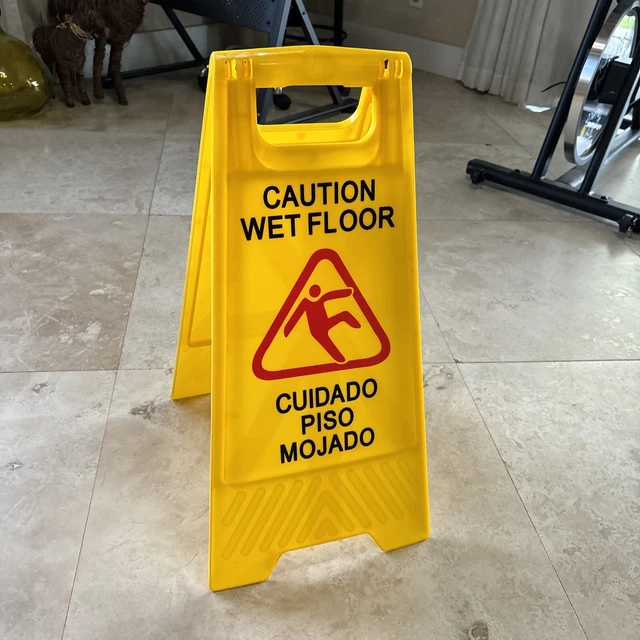 NEW JANILINK ENGLISH/SPANISH Caution Wet Floor Sign - Piso Mojado ...