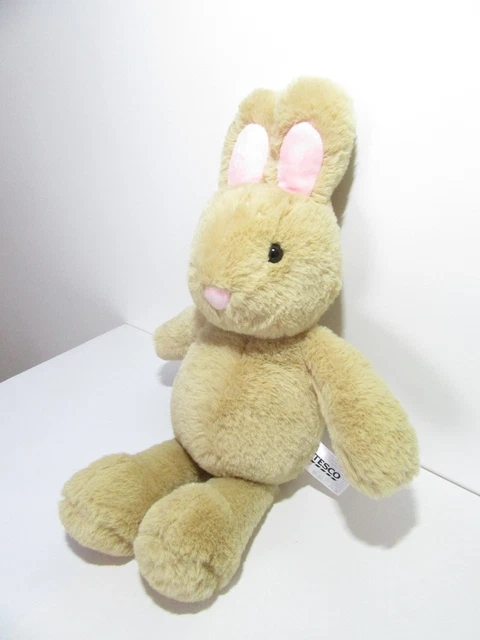 TESCO GOLDEN BROWN Beige Bunny Rabbit Pink Nose & Ears Plush Soft Toy ...