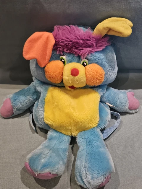 VINTAGE AMTOY POPPLES Plush Backpack Blue Popple Bag 1986 Rare Damaged ...