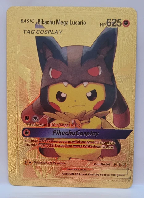 PIKACHU MEGA LUCARIO Tag Cosplay Gold Foil Fan Art Display Card NM/M $5 ...