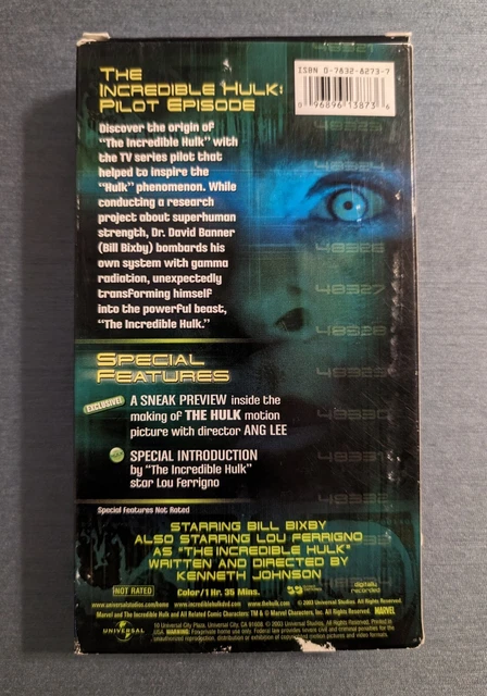 THE INCREDIBLE HULK Original Television Premiere (2003 VHS) Lou ...