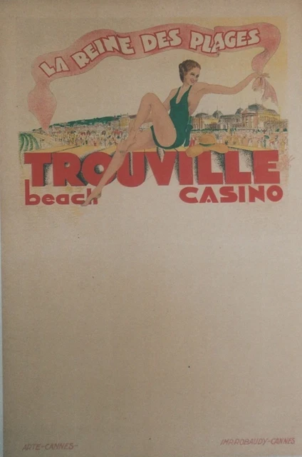 &TROUVILLE LA REINE DES PLAGES 1933" Affiche originale entoilée ARTE 44x64cm EUR 230,00 ...