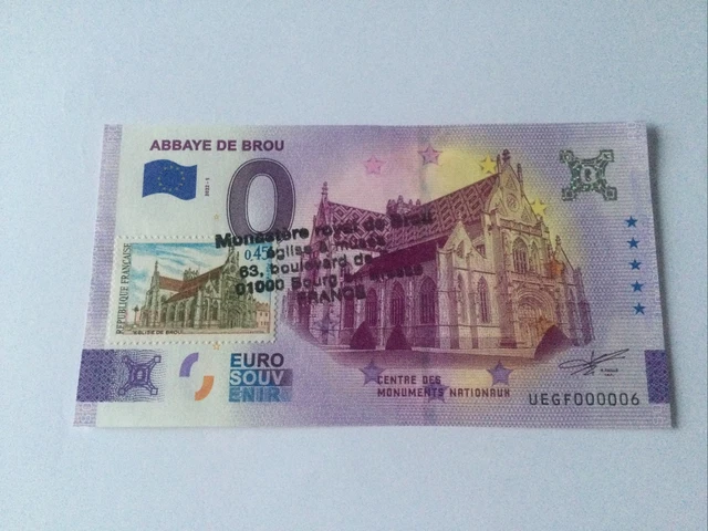 BILLET TOURISTIQUE 2022 abbaye de brou numero 6 timbre et tampon EUR 15 ...
