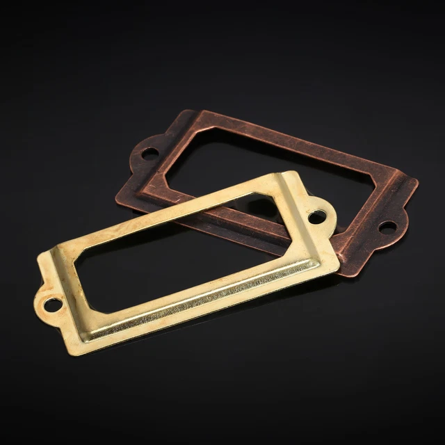 VINTAGE IRON DRAWER Frame Label Tag Door File Name Card Holder Hardware ...