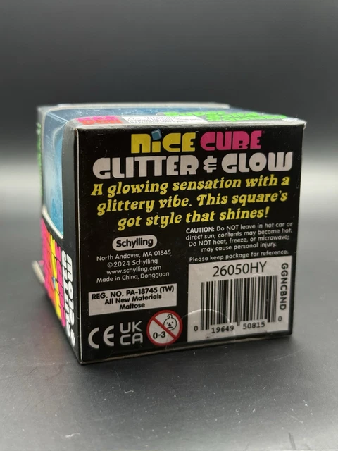 NEEDOH NICE CUBE Glitter and Glow Nee Doh Squishy Glitter Glowing Ice ...