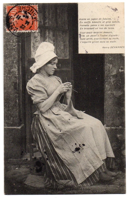 CPA FOLKLORE. NORMAN costumes (poem by Henry Devannes) - young woman ...