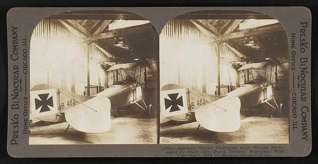 GERMAN TAUBE CAPTURED with wings damaged by shell fire Paris France ...