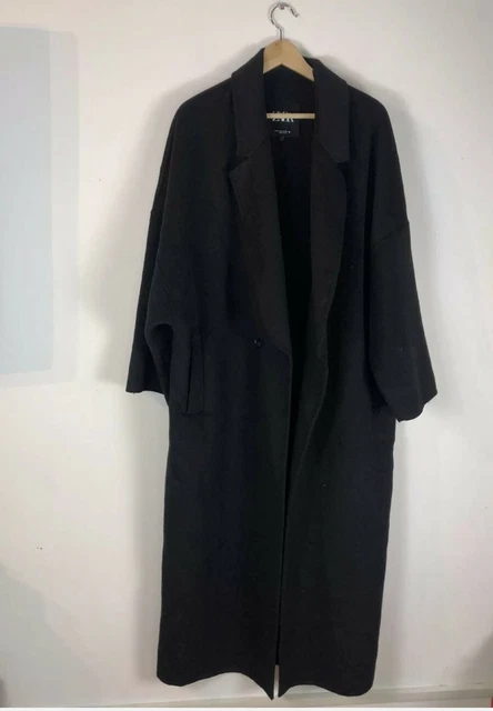 BLACK LONG OVERSIZE Wool Blend Coat ZARA Size M £40.00 - PicClick UK