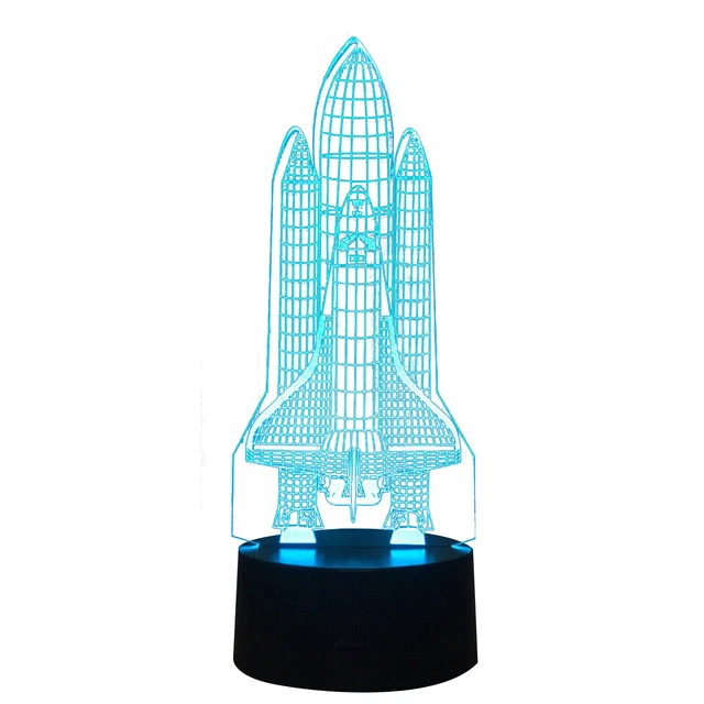 3D SPACE ROCKET Night Light 7-Color Changing LED Table Lamp W/ Remote ...