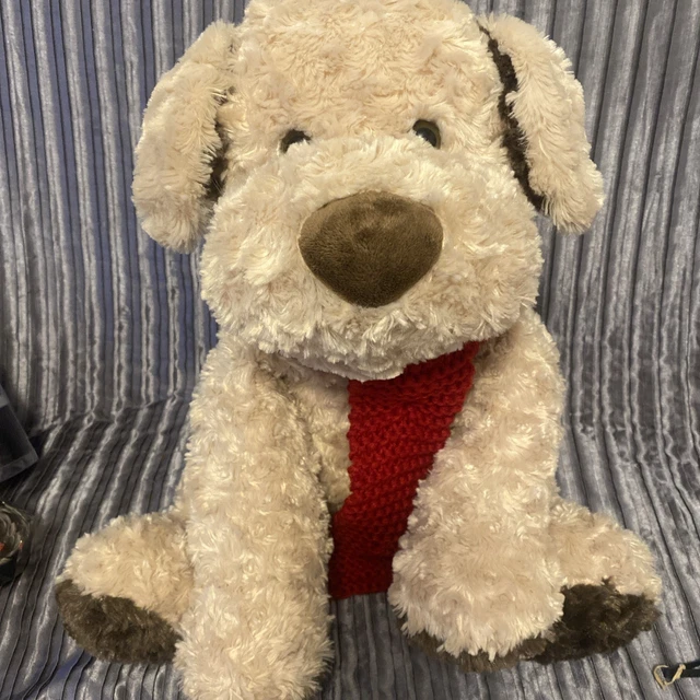 BHS BIG 19 Puppy Dog Soft Plush Toy Red Scarf Sitting Cuddly S4 £23.58 ...