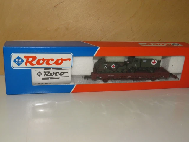 H0 ROCO MINITANKS 47754 Rungenwagen mit Unimog Neuwertig aus Sammlung ...