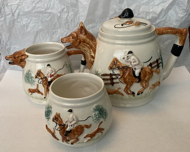 VINTAGE 40S FOX & Hounds Tea Set by Paramount Pottery Co. Ltd PPC ...
