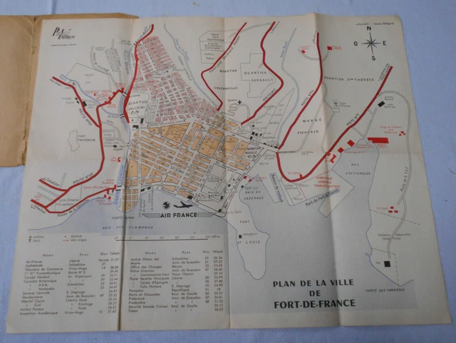 #D487. OLD FOLDOUT Map Of Fort-De-France, Capital Of Martinique $40.00 ...