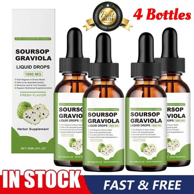 100% PURE ORGANIC Soursop Extract, Tindedly Soursop Liquid Drops 1800mg 4X New £9.68 - PicClick UK
