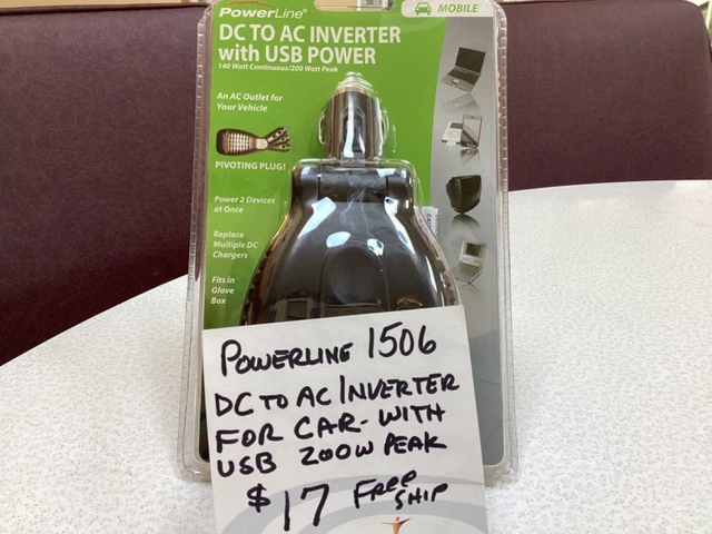 POWERLINE DC TO AC Inverter with 2.4 Amp USB Power For Your Vehicle $17 ...